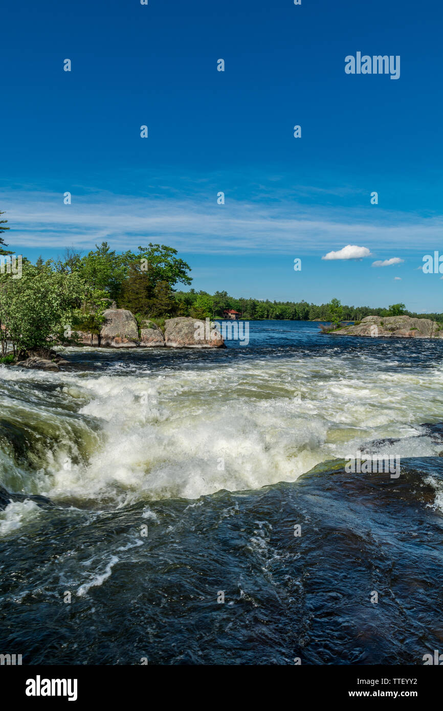 Burleigh Falls Peterborough Canada showing beautiful pink rock, river ...