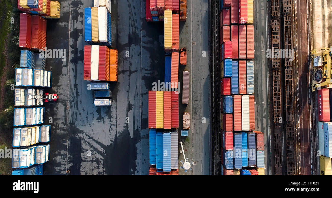 container in aerial view Stock Photo - Alamy