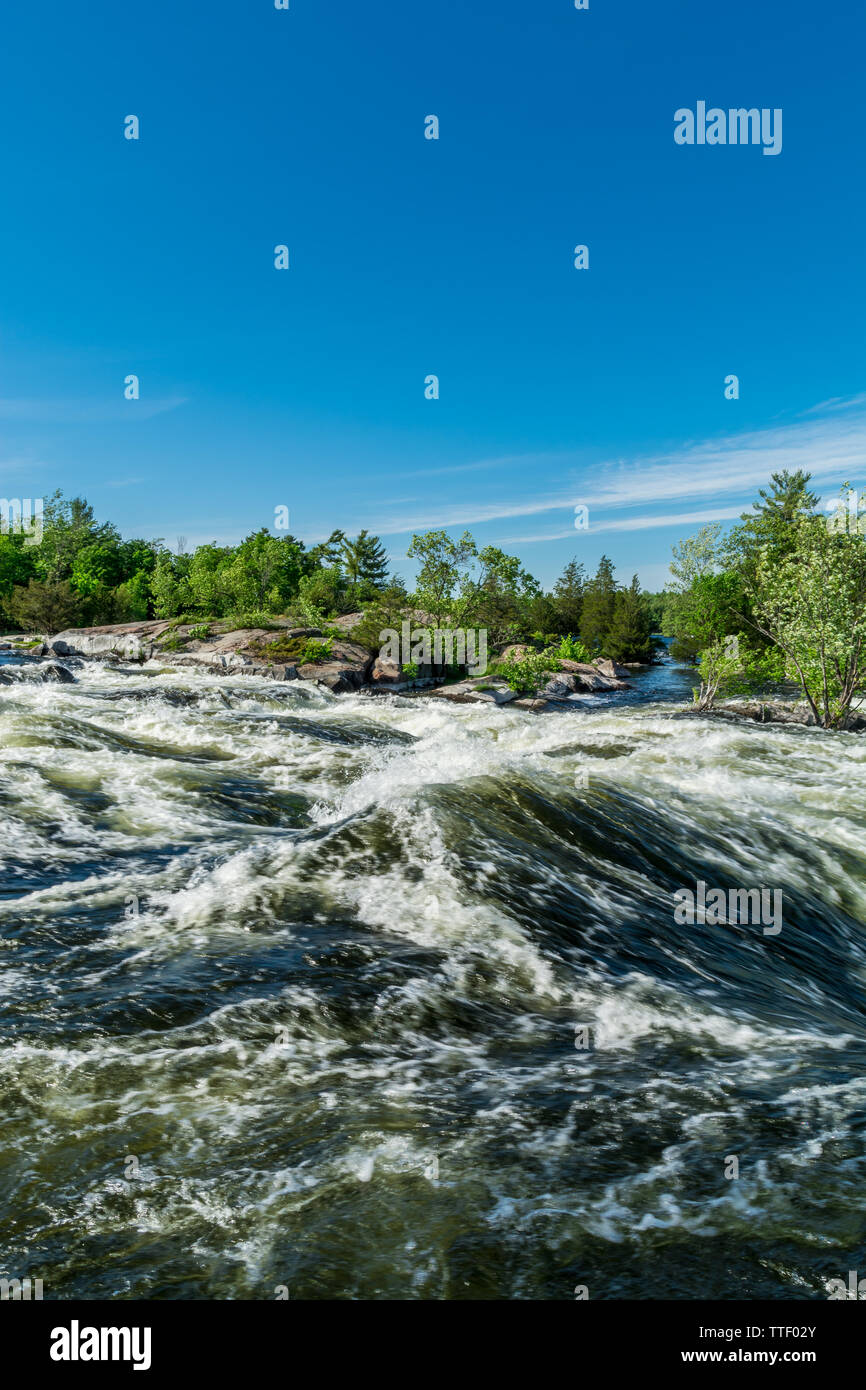 Burleigh Falls Peterborough Canada showing beautiful pink rock, river ...