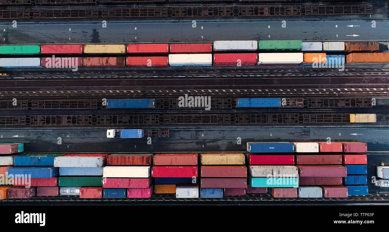 container in aerial view Stock Photo - Alamy
