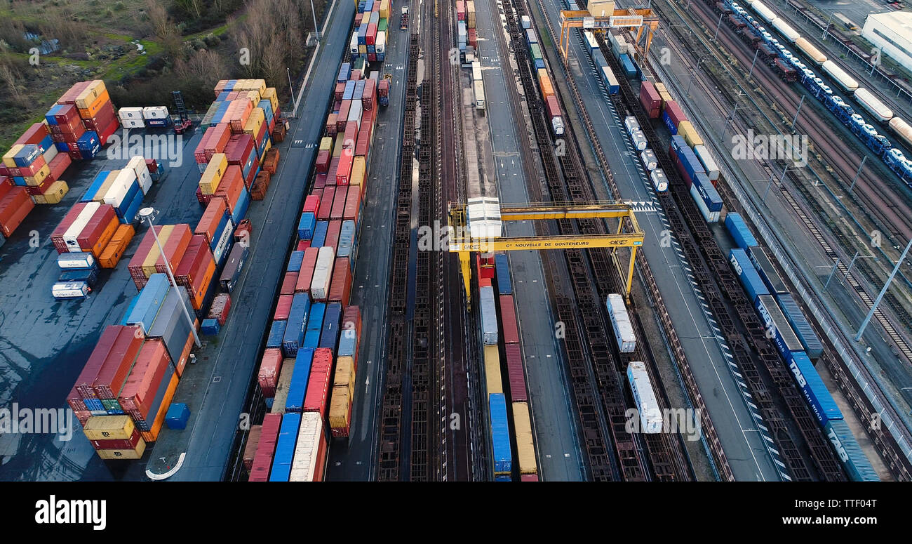container in aerial view Stock Photo - Alamy