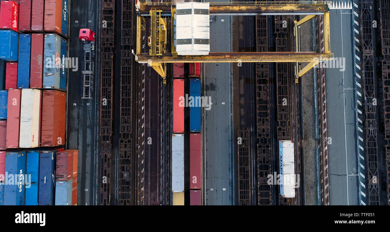 container in aerial view Stock Photo - Alamy