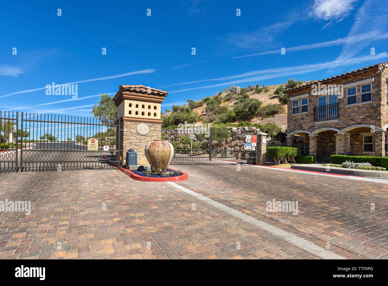 Entry gate for the Via Visione community, Lake Las Vegas, Las Vegas ...