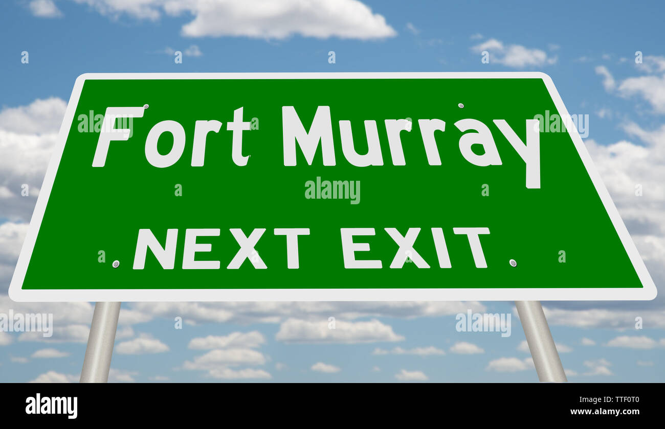 Rendering of a green highway sign for Fort Murray Stock Photo - Alamy