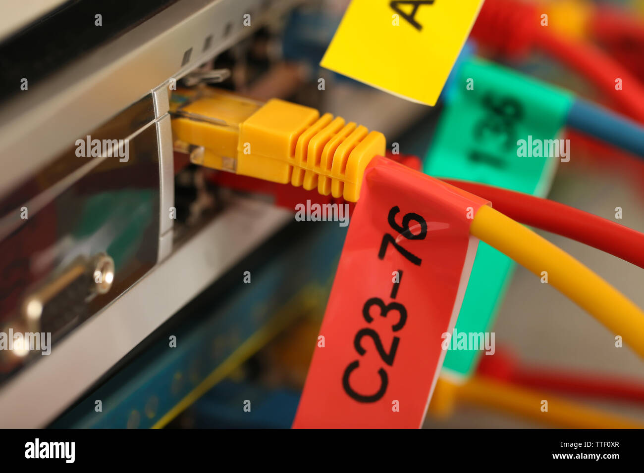 Ethernet cables connected to network switch, close up Stock Photo - Alamy