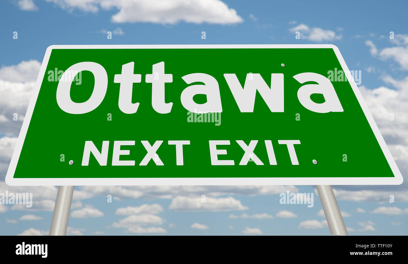 Rendering of a green highway sign for Ottawa Stock Photo - Alamy