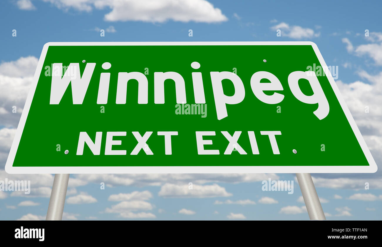 Rendering of a green highway sign for Winnipeg Stock Photo - Alamy