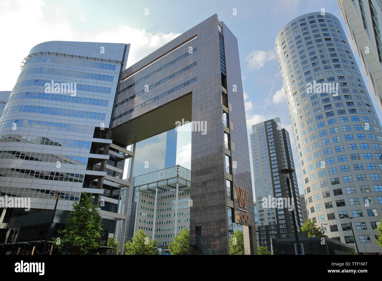ROTTERDAM, NETHERLANDS - MAY 31, 2019: Modern office buildings located ...