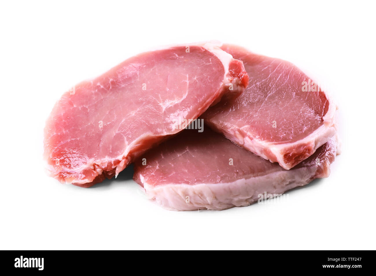 Pieces of pork meat, isolated on white Stock Photo - Alamy