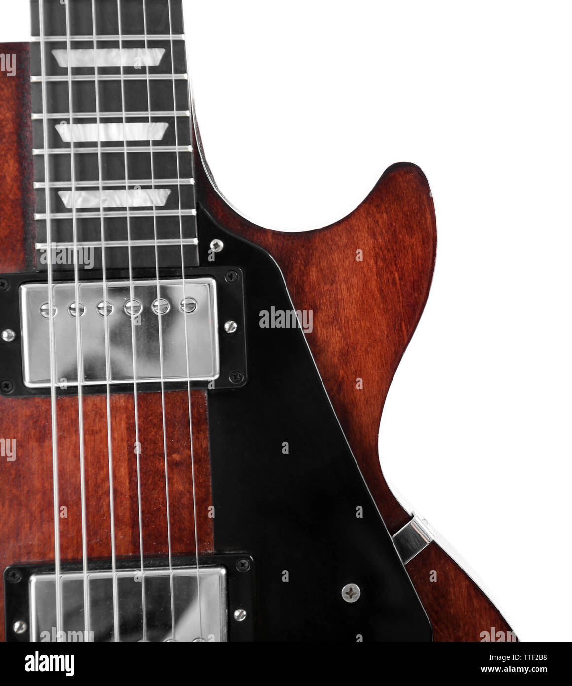 Brown electric guitar, isolated on white Stock Photo - Alamy