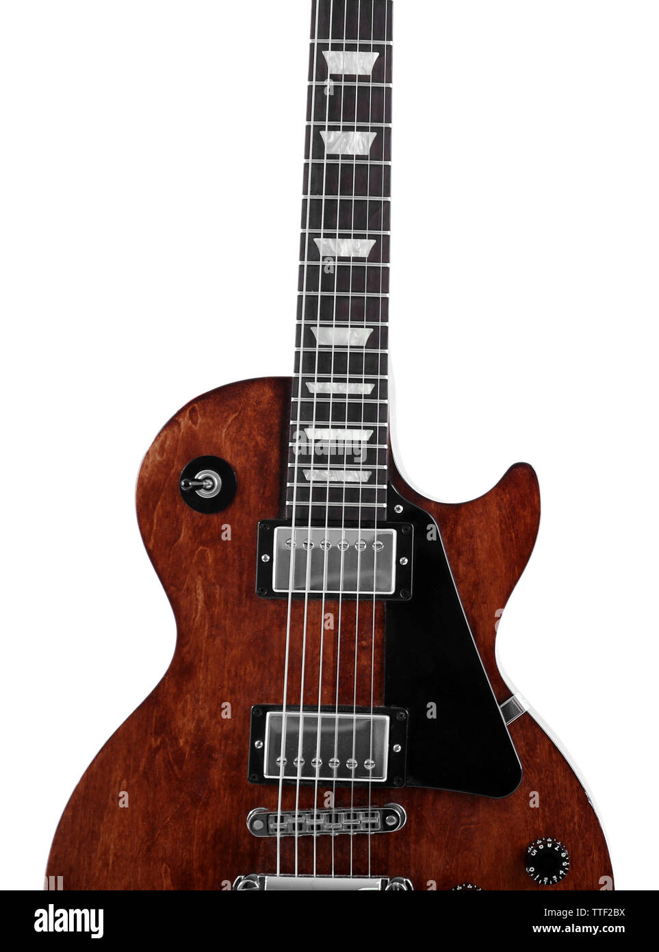 Brown electric guitar, isolated on white Stock Photo - Alamy