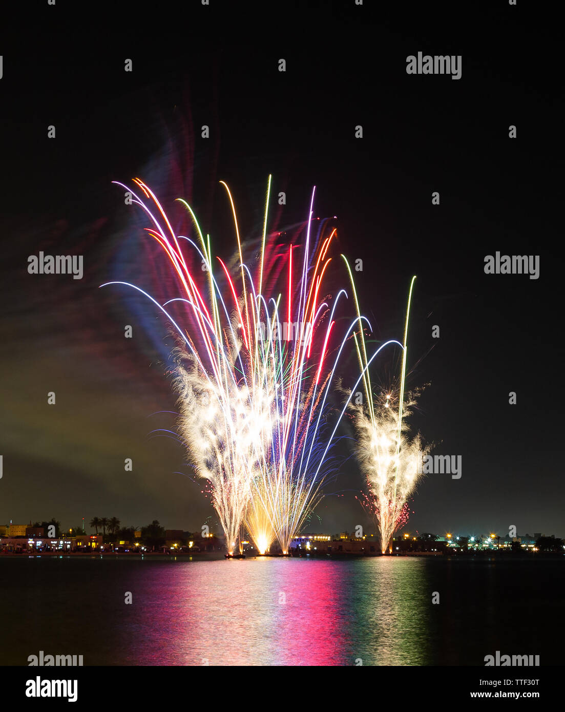 Fireworks Show During Eid Al Fitr Celebration 2019 in Souq Wakrah, Doha ...