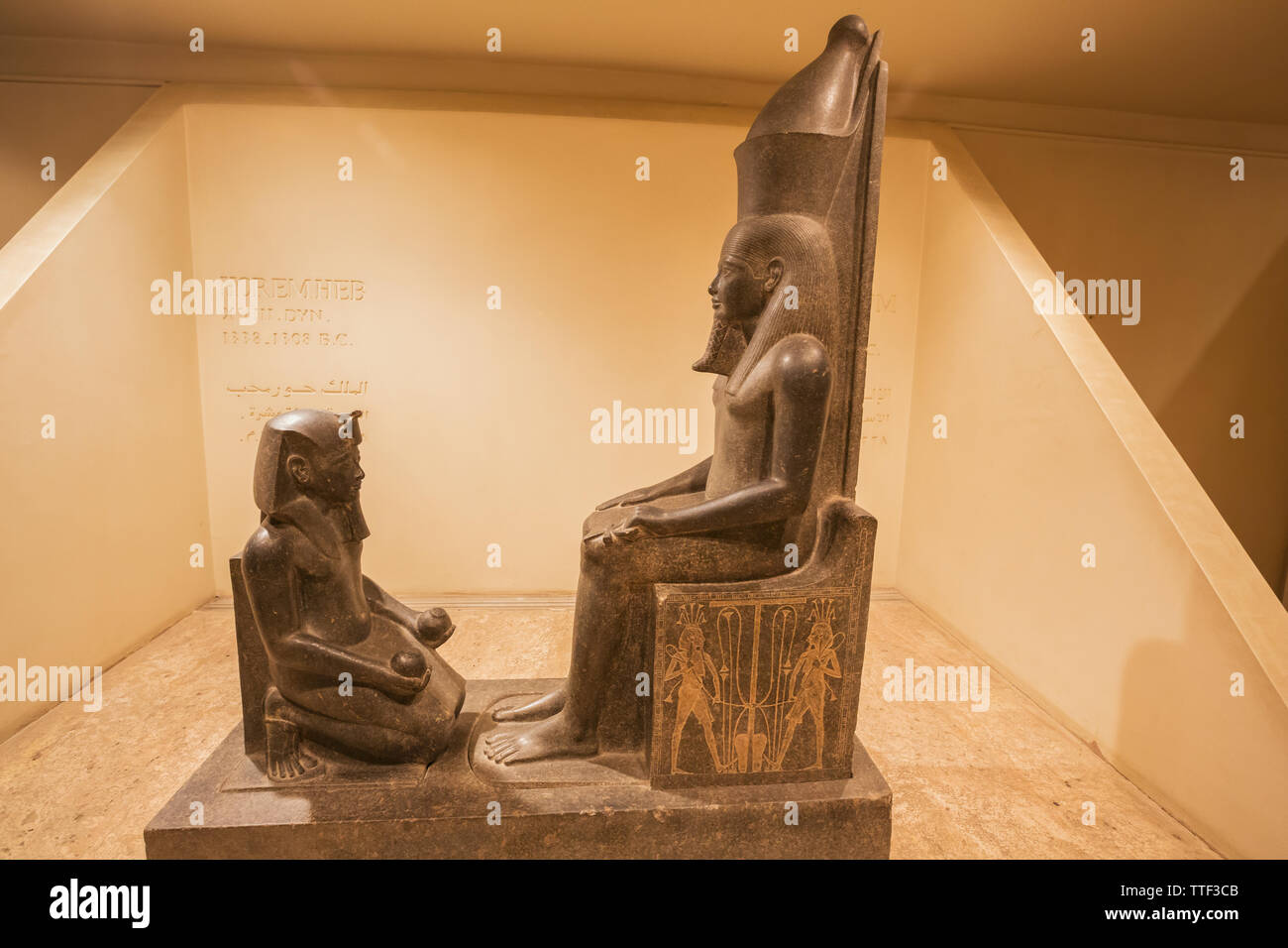 Editorial: LUXOR, EGYPT, October 16, 2018 - Statue of Horemheb kneeled ...