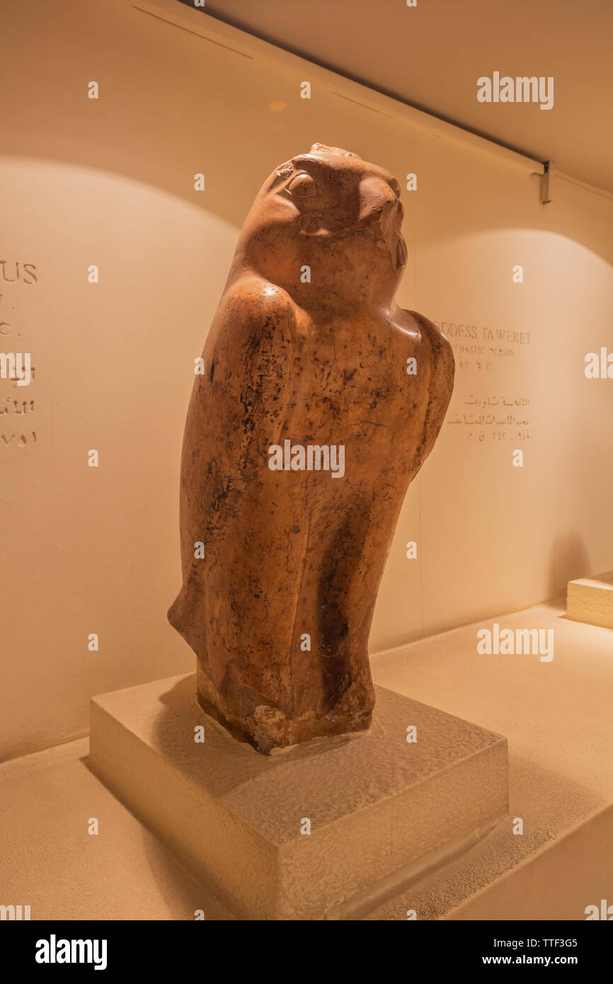 Editorial: LUXOR, EGYPT, October 16, 2018 - Bird statue of Horus in the ...