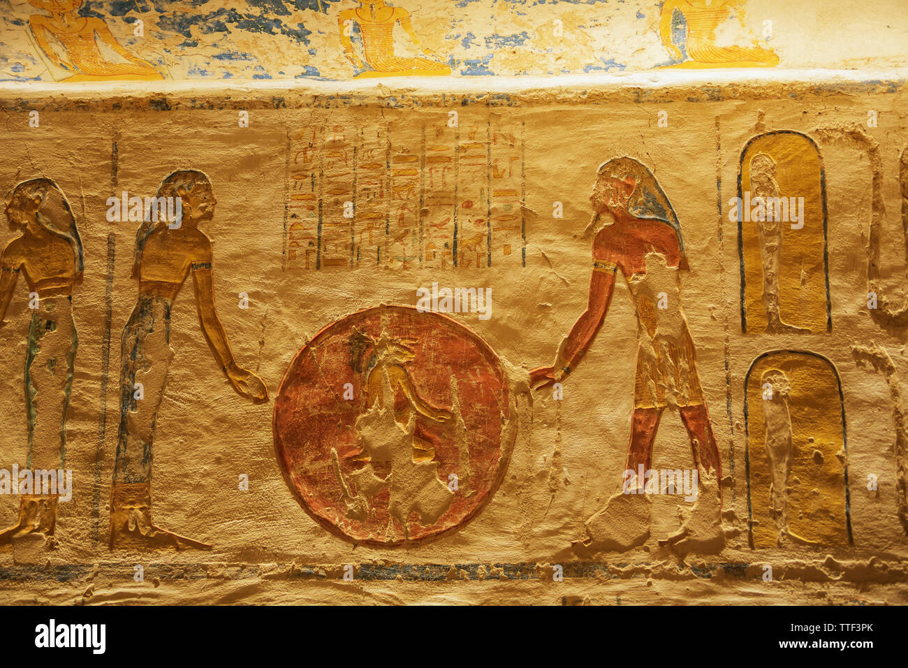 Decorations inside the tomb of Ramesses VII in the Valley of the Kings ...