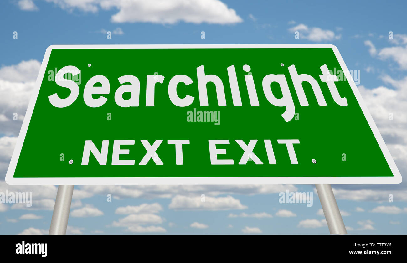 Green highway sign for Searchlight, next exit Stock Photo - Alamy
