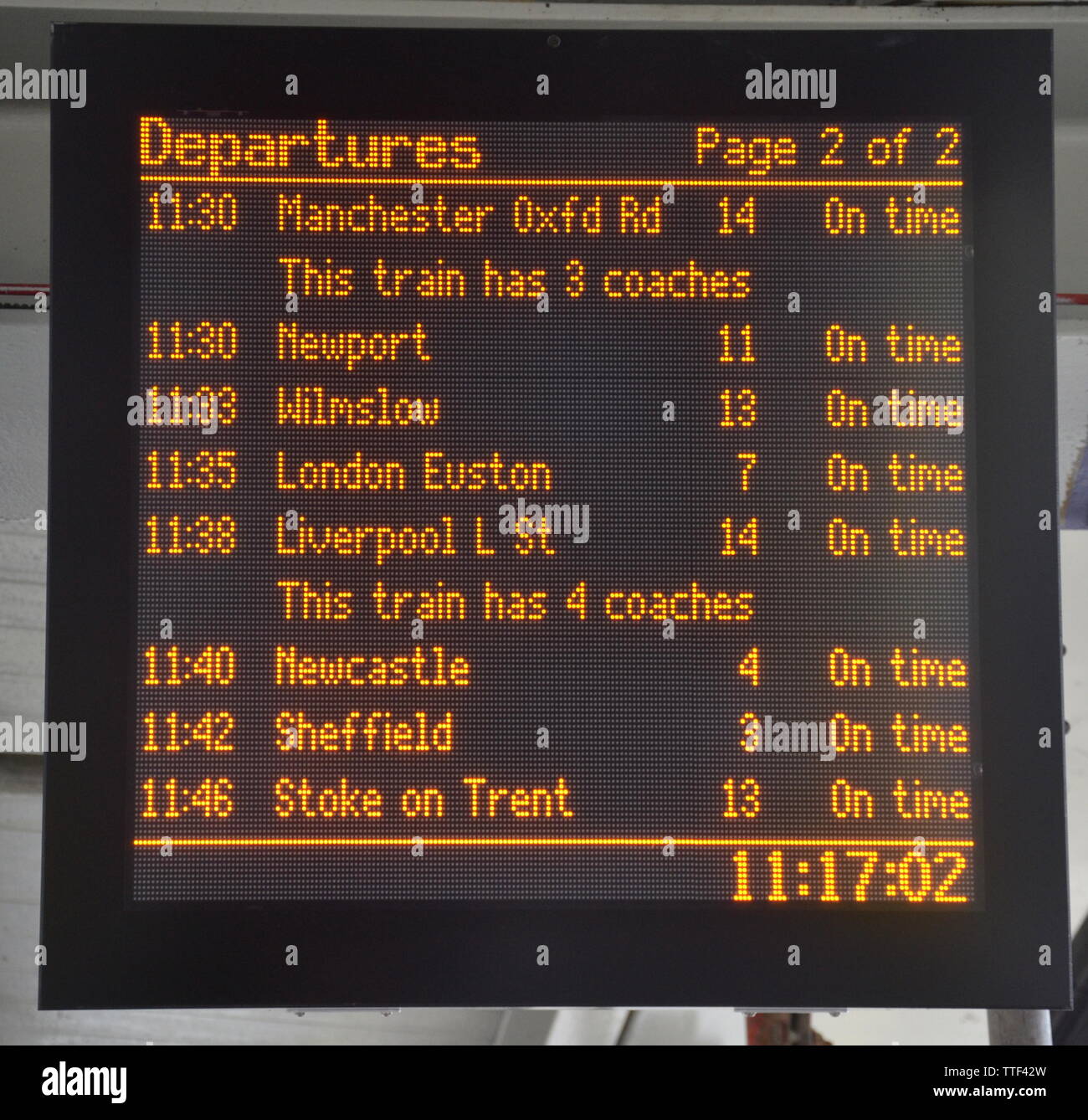 Train information display at Piccadilly Railway Station, Manchester, uk ...