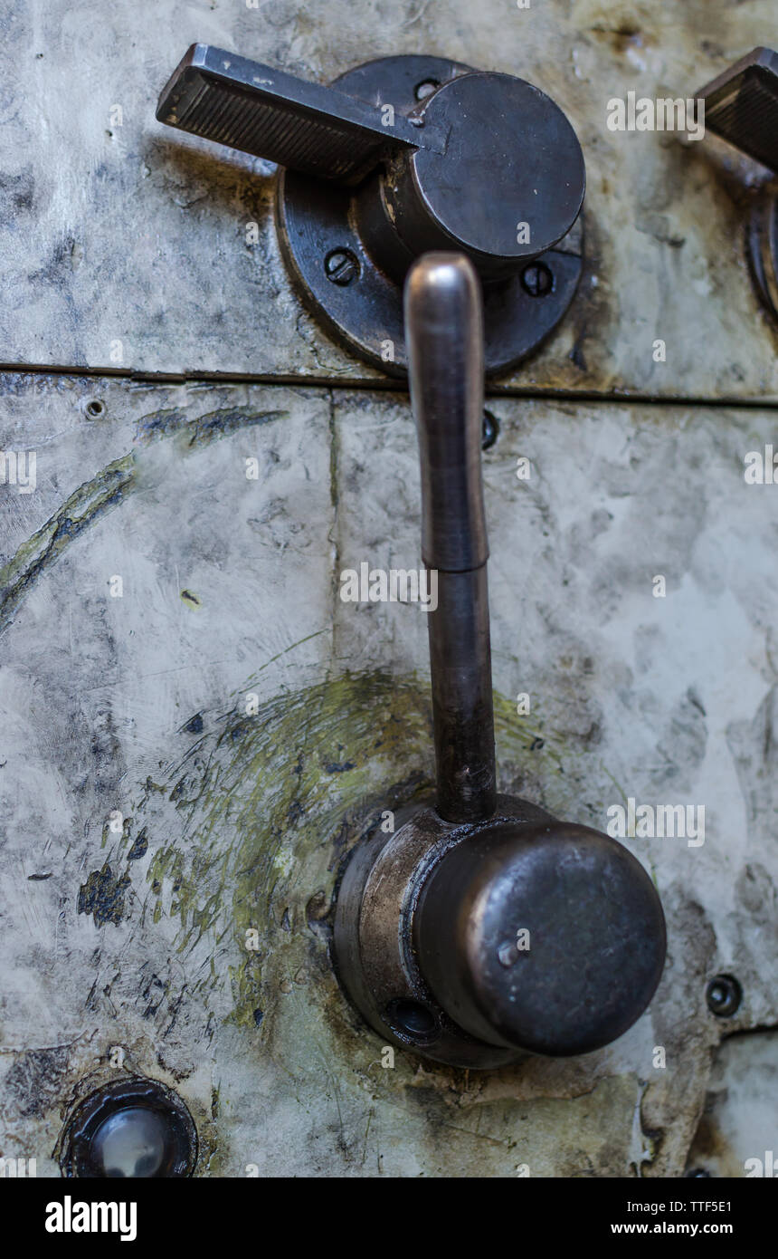 Details of industrial machine control, buttons and levers Stock Photo ...