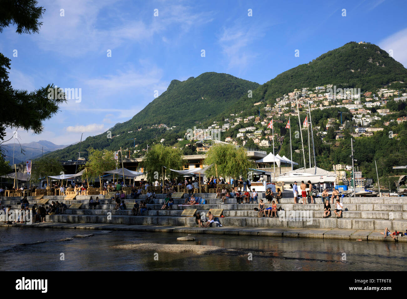 Lugano Beach, Lugano, Switzerland, Europe Stock Photo - Alamy
