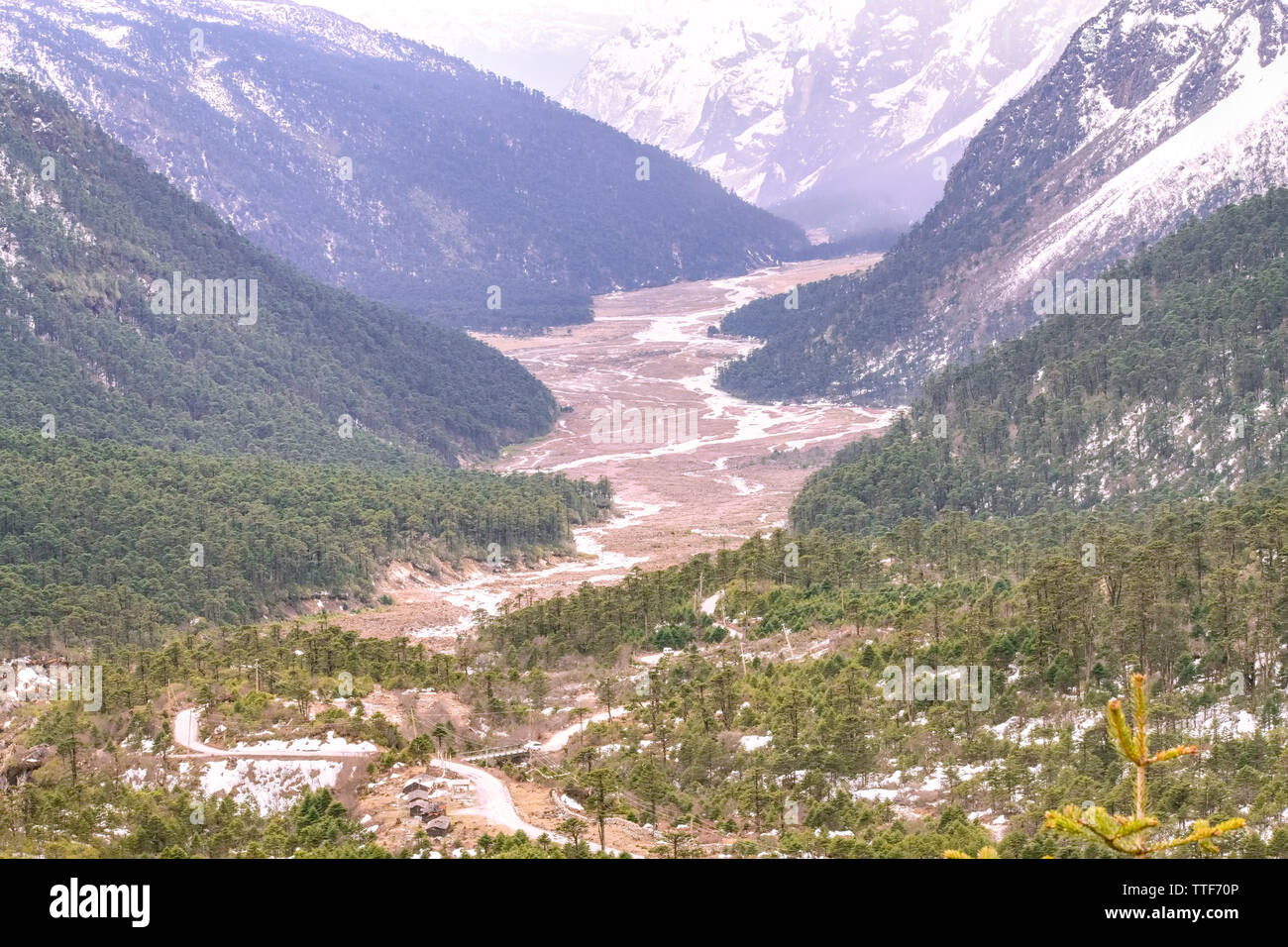 River Teesta,in its,natural flow,through,steep mountains,before ,undergoing,river ,valley ...
