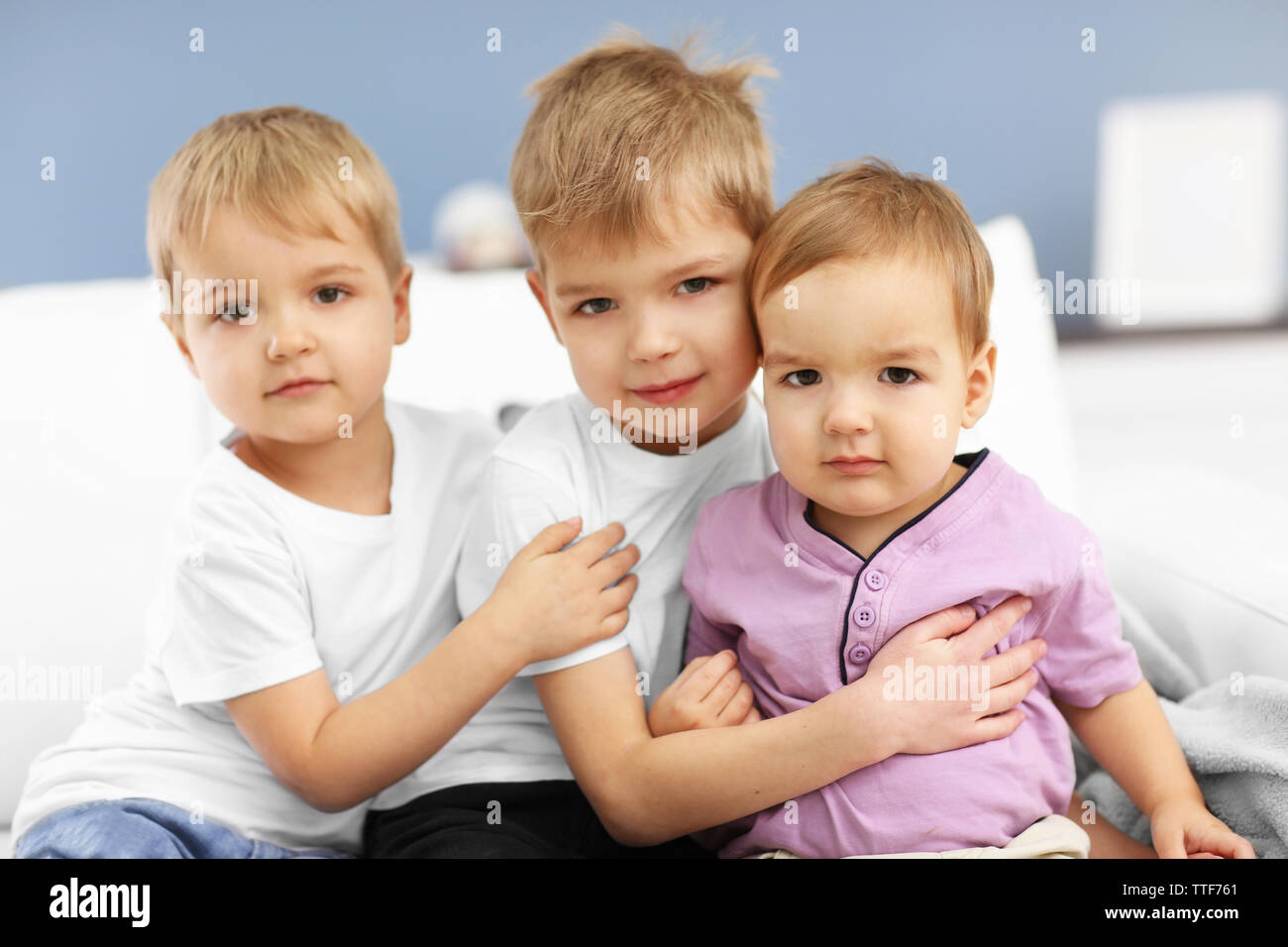 Portrait of cute brothers, close up Stock Photo - Alamy
