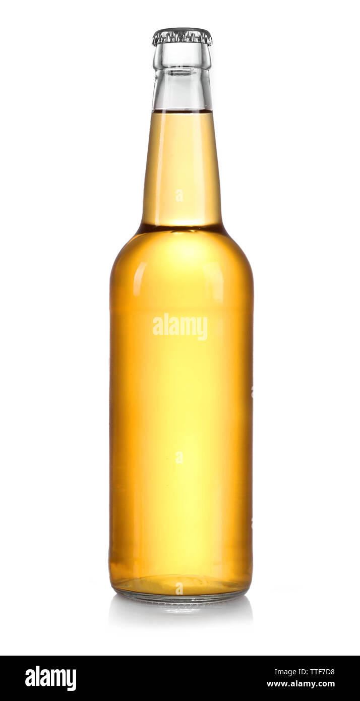 Glass bottle of lager beer on light grey background Stock Photo - Alamy