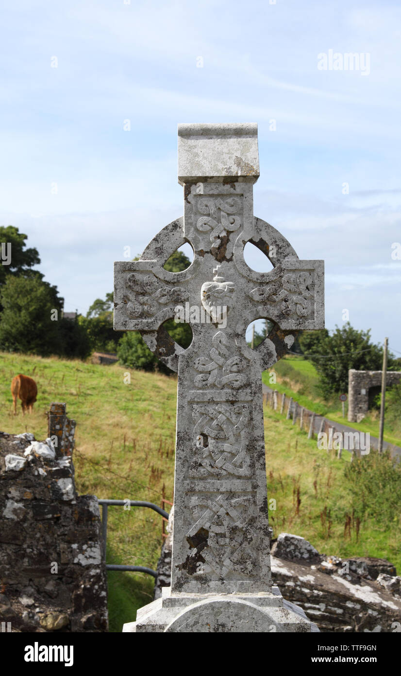 Fore High Cross in pre-Norman graveyard, St Feichin's church, Fore ...