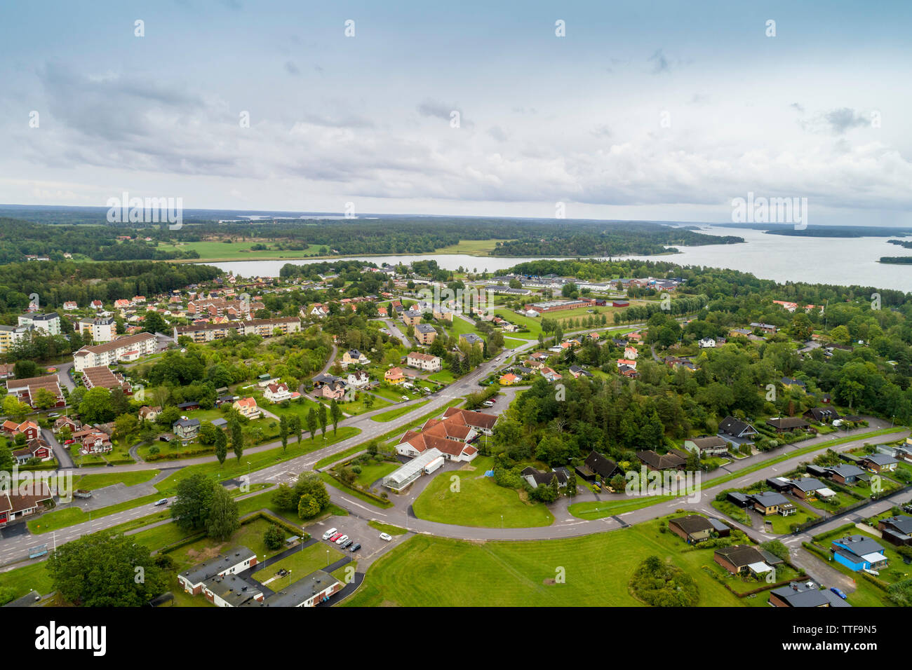 Aerial view of Gamleby in summer Stock Photo - Alamy