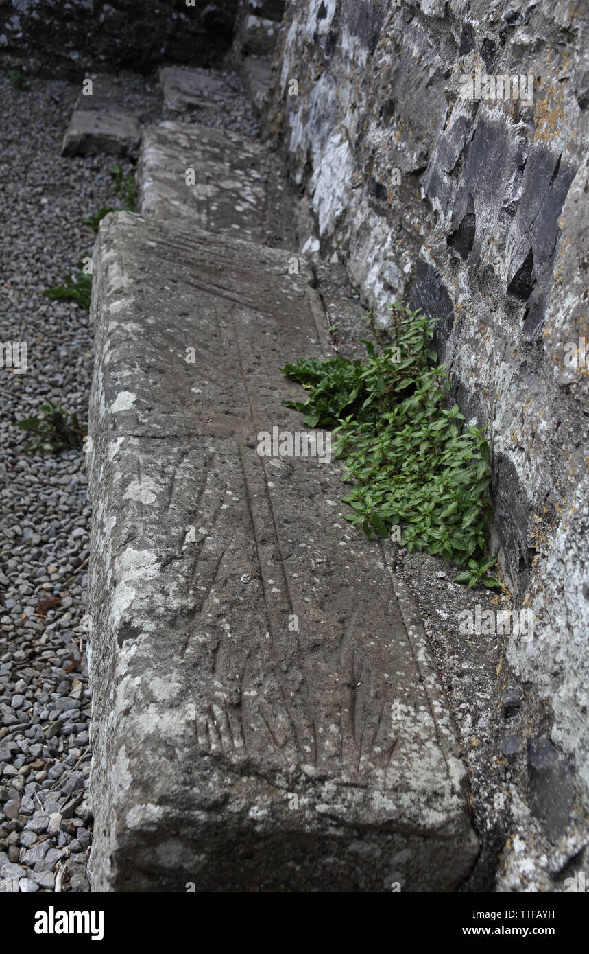 Interior stone carved seat or bench attached to stone inner wall Fore ...