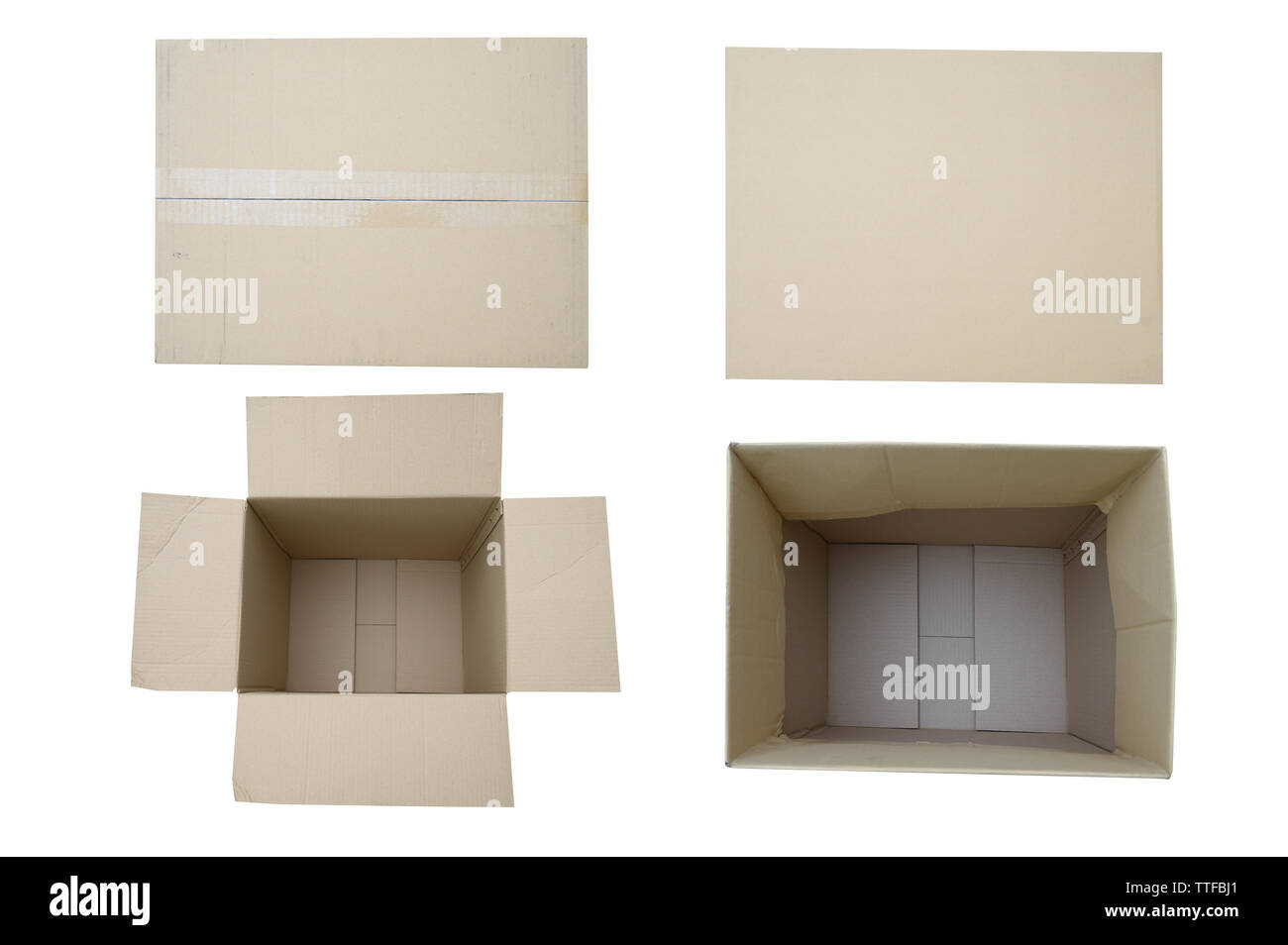 Empty open rectangular cardboard box close up top view Stock Photo - Alamy