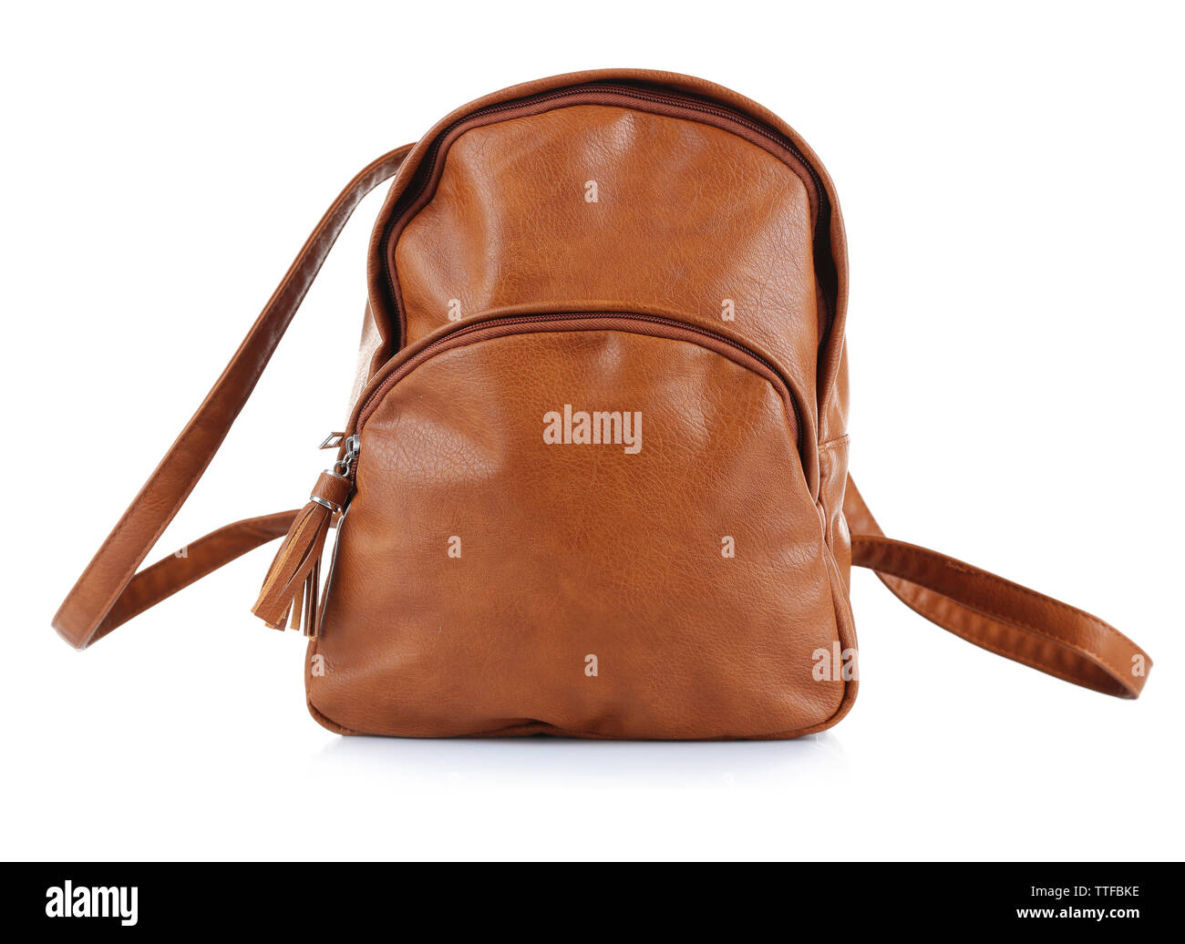 Brown leather backpack isolated on white Stock Photo - Alamy