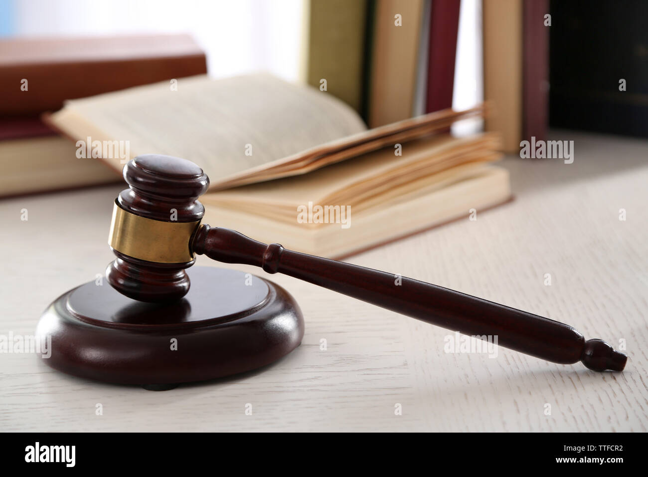 Wooden gavel on pile hi-res stock photography and images - Alamy