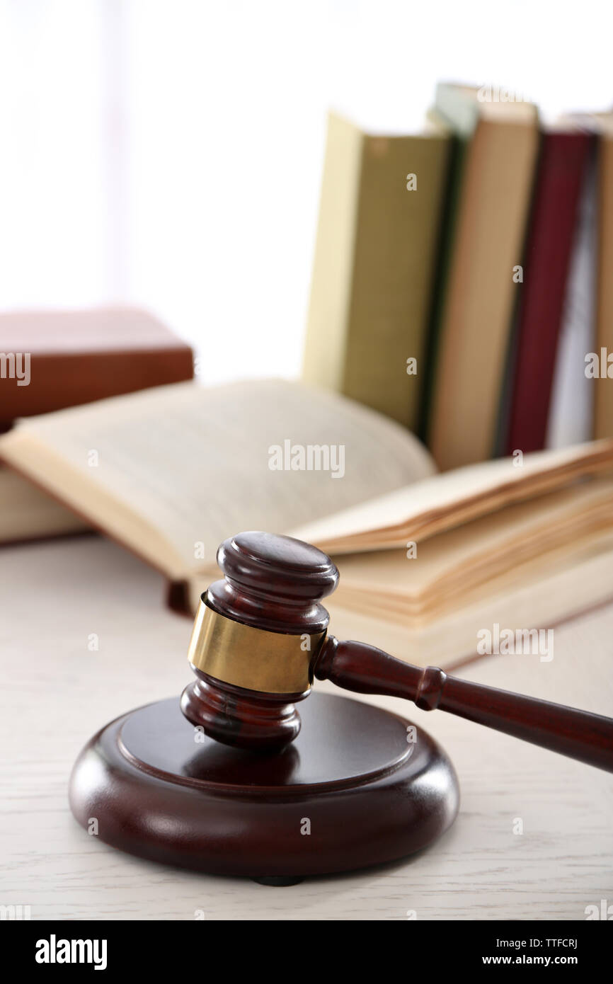 Wooden gavel on pile hi-res stock photography and images - Alamy