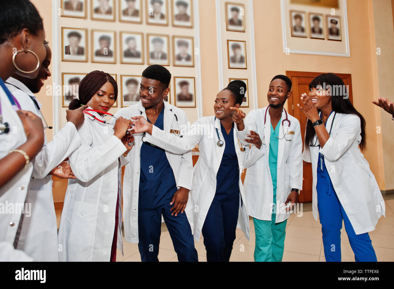 Group of african medical students in college Stock Photo - Alamy