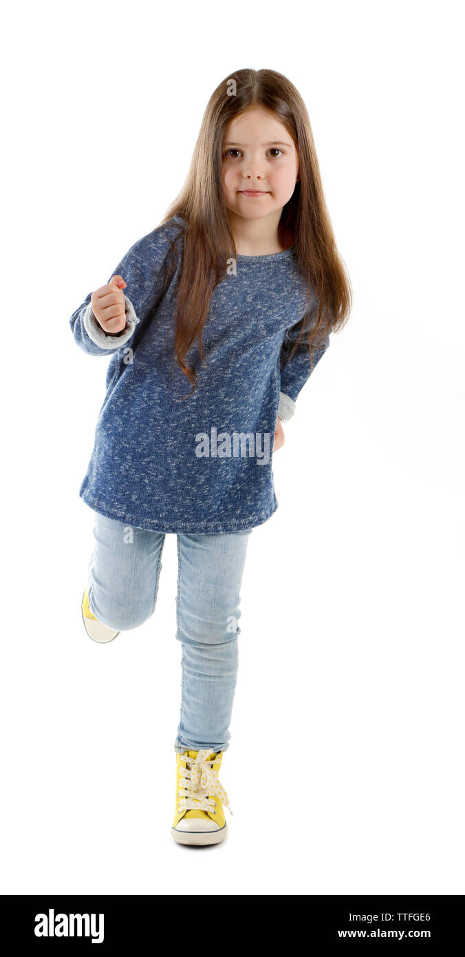 Young girl with long hair running Cut Out Stock Images & Pictures - Alamy