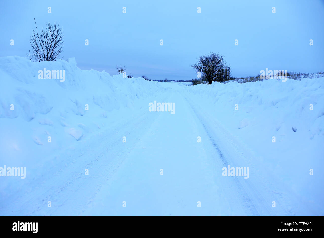 Snowy winter road, outdoor Stock Photo - Alamy