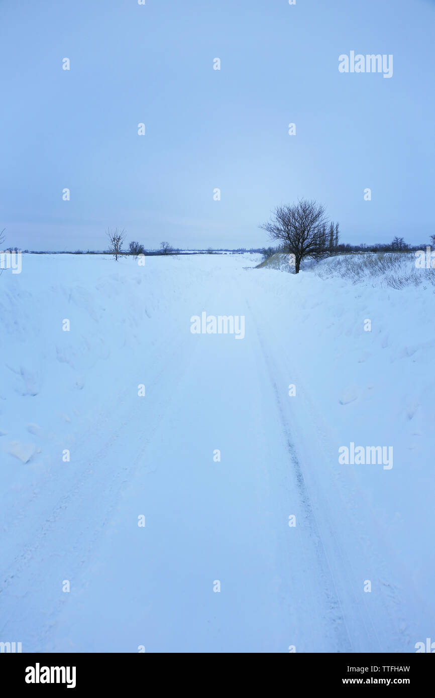 Snowy winter road, outdoor Stock Photo - Alamy