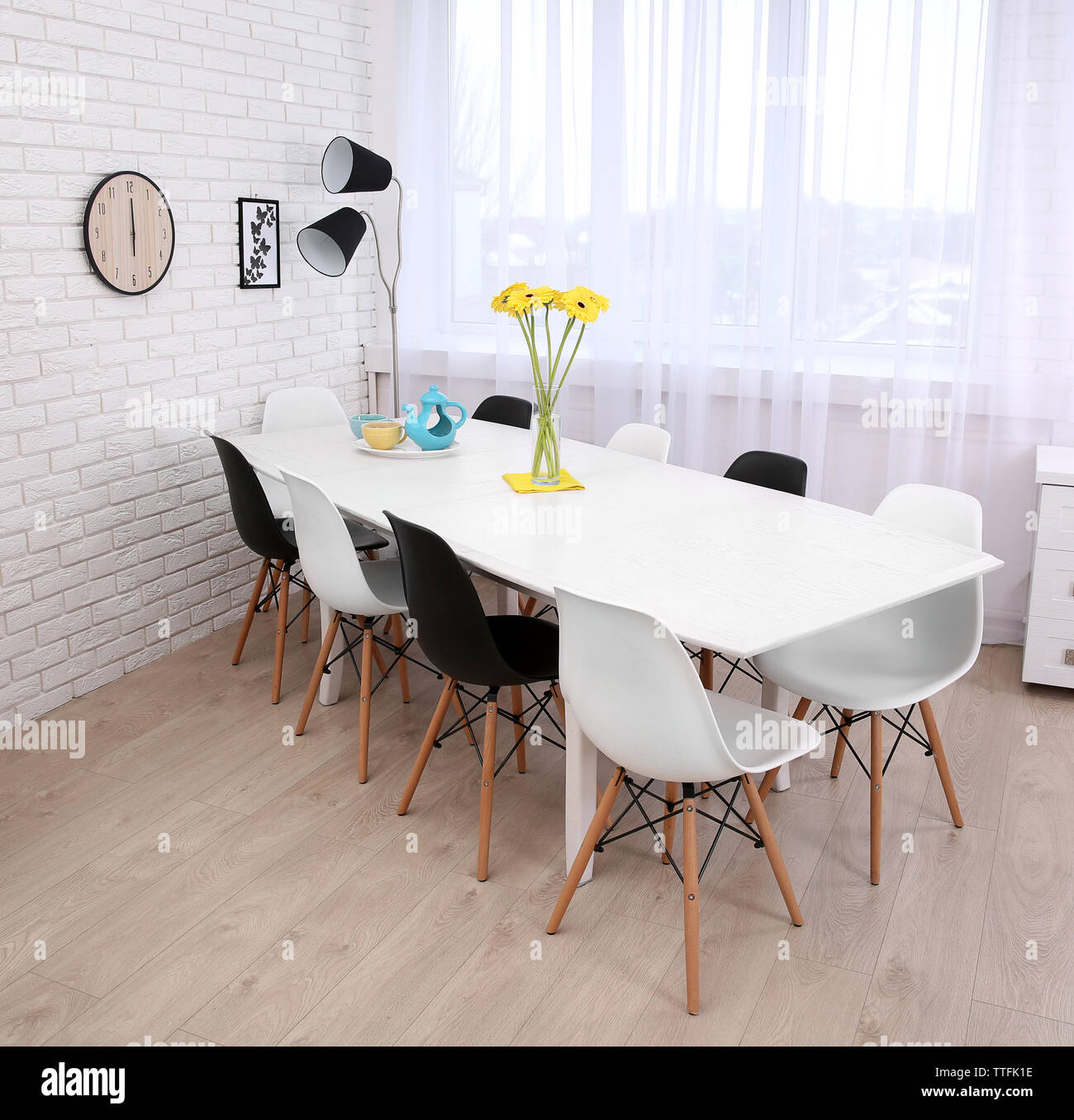 Beautiful interior with table and chairs Stock Photo - Alamy