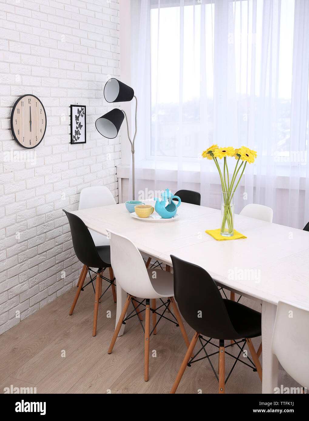 Beautiful interior with table and chairs Stock Photo - Alamy