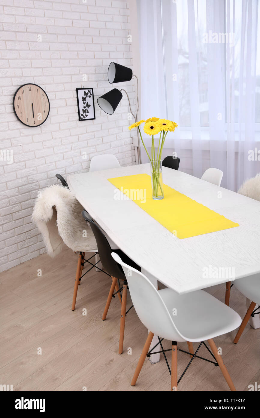 Beautiful interior with table and chairs Stock Photo - Alamy