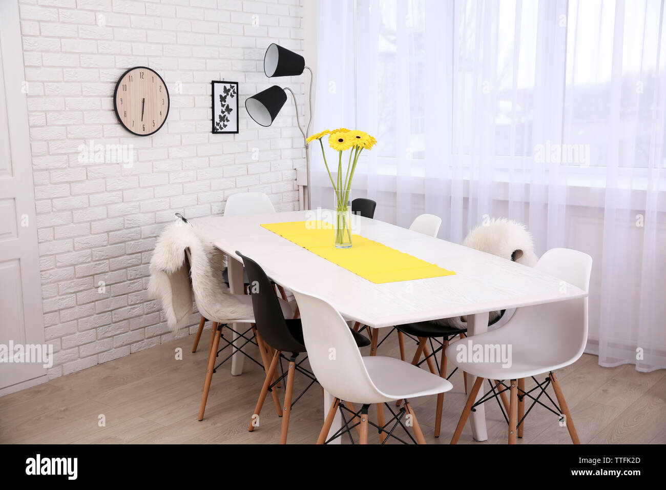 Beautiful interior with table and chairs Stock Photo - Alamy