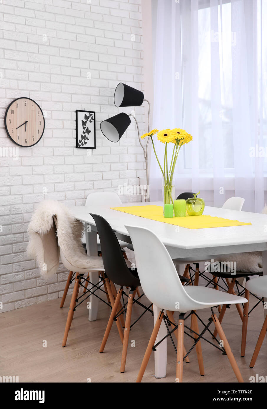 Beautiful interior with table and chairs Stock Photo - Alamy