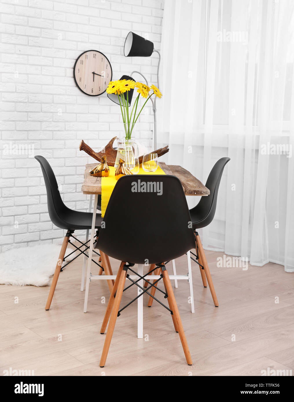 Beautiful interior with table and chairs Stock Photo - Alamy