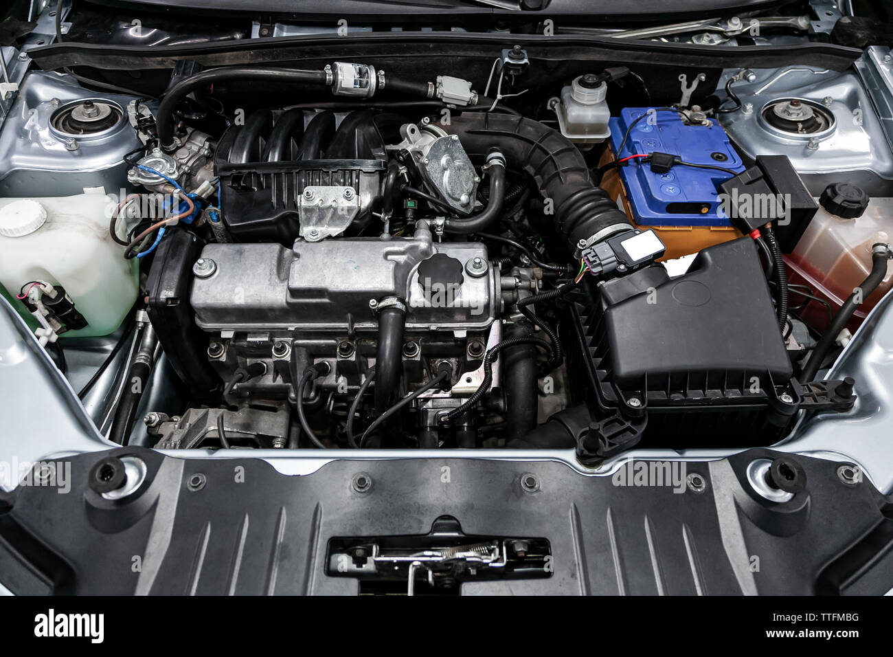 close-up of the engine, front view. Internal combustion engine, car ...