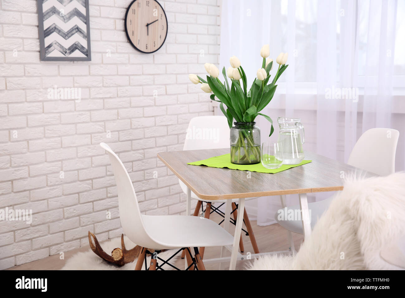 Dining table in home interior Stock Photo - Alamy