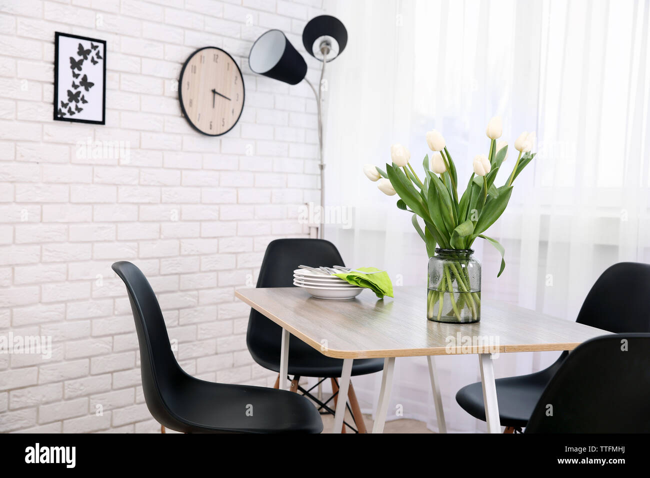 Dining table in home interior Stock Photo - Alamy