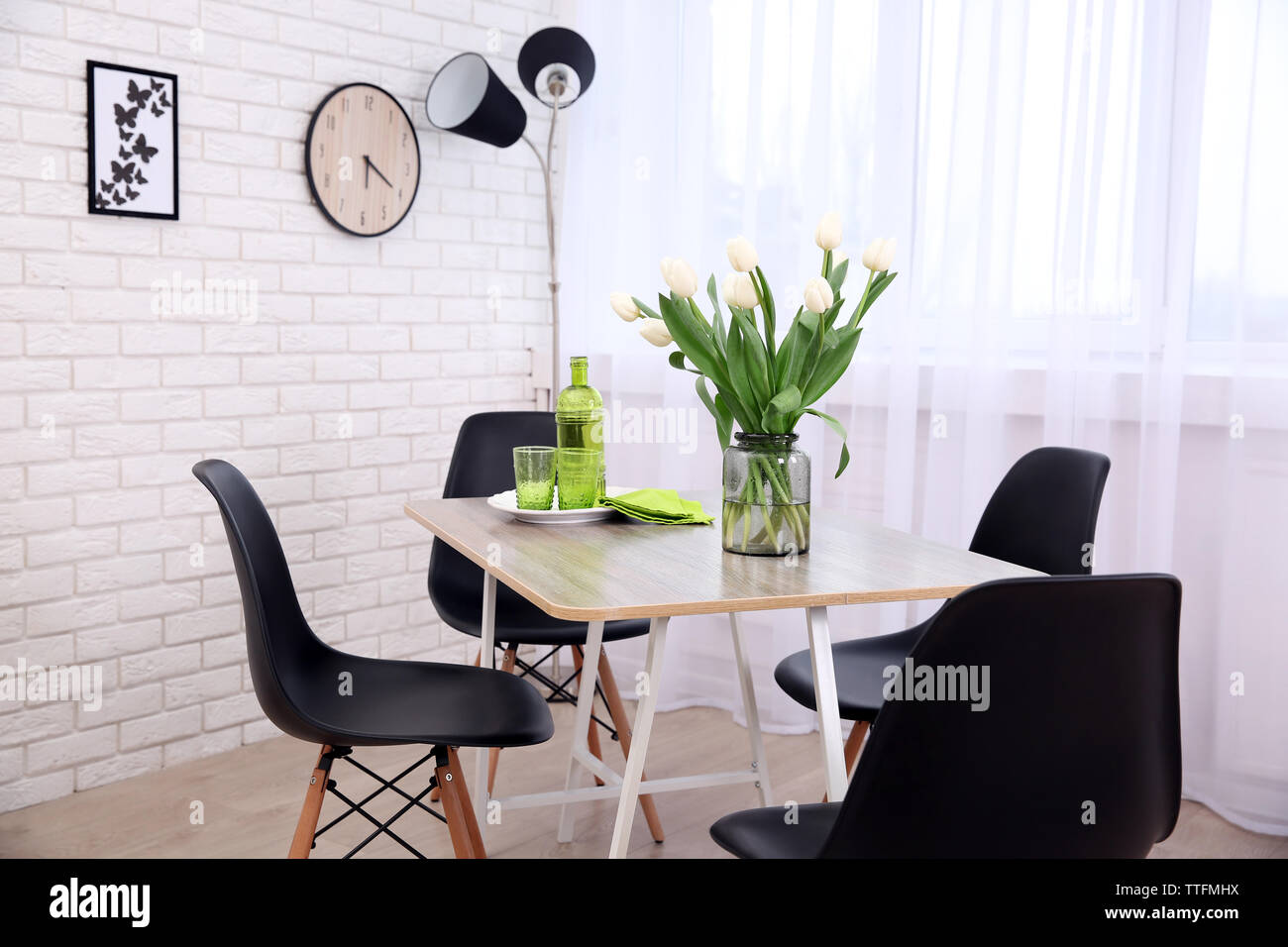 Dining table in home interior Stock Photo - Alamy