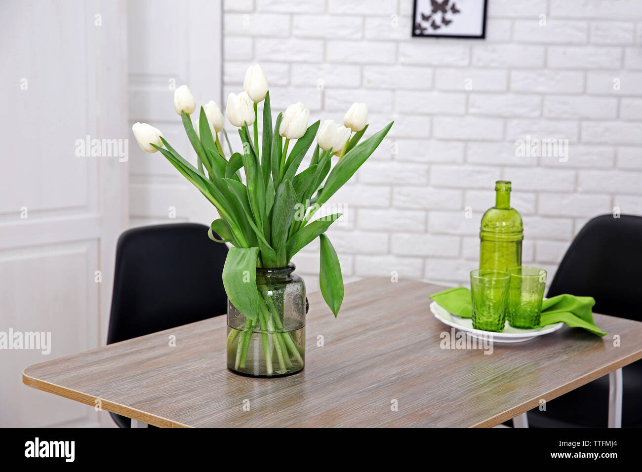 Dining table in home interior Stock Photo - Alamy