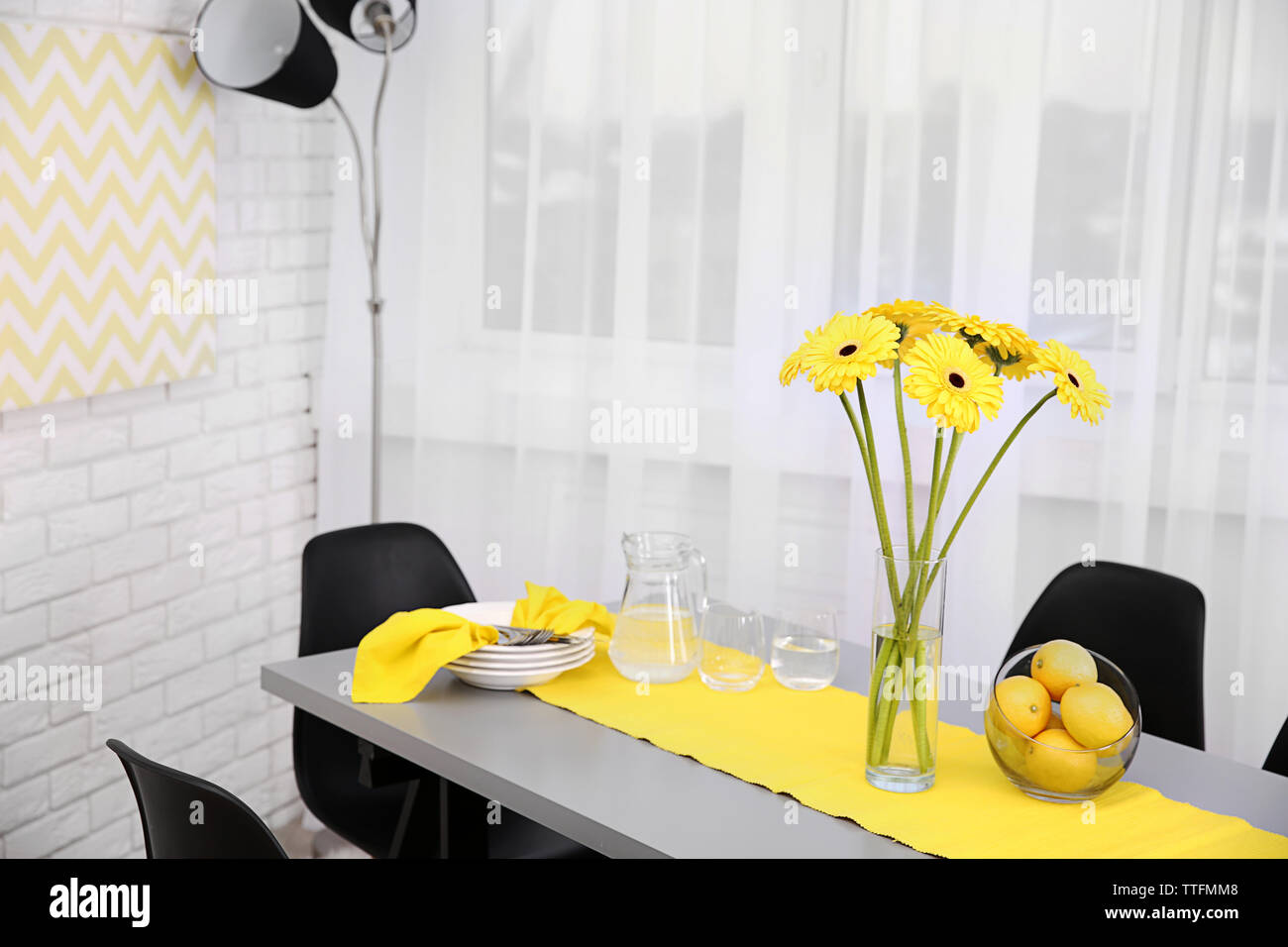 Dining table in home interior Stock Photo - Alamy