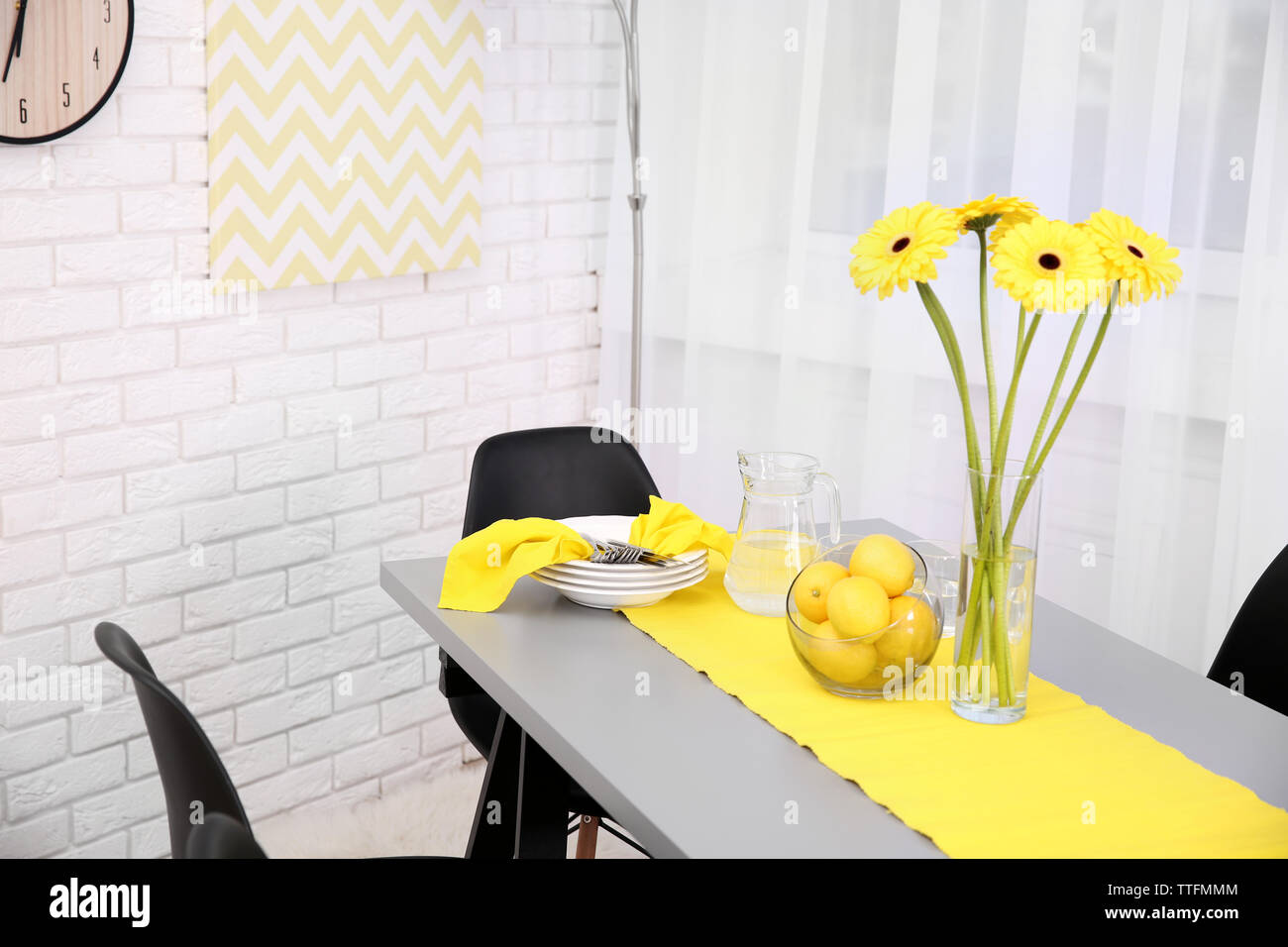 Dining table in home interior Stock Photo - Alamy